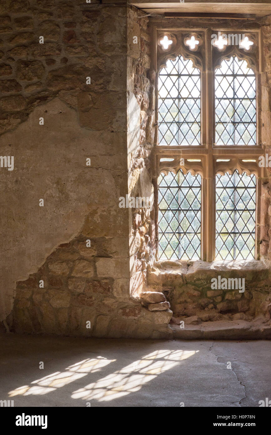 Old leaded windows in one of the upstairs rooms at the medieval Stock ...