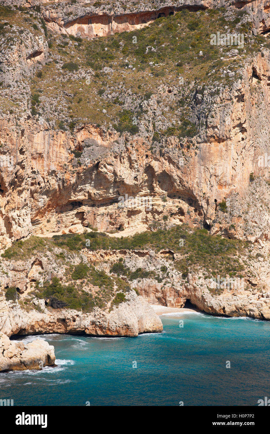 Mediterranean coastline landscape with cove in Alicante. Spain ...