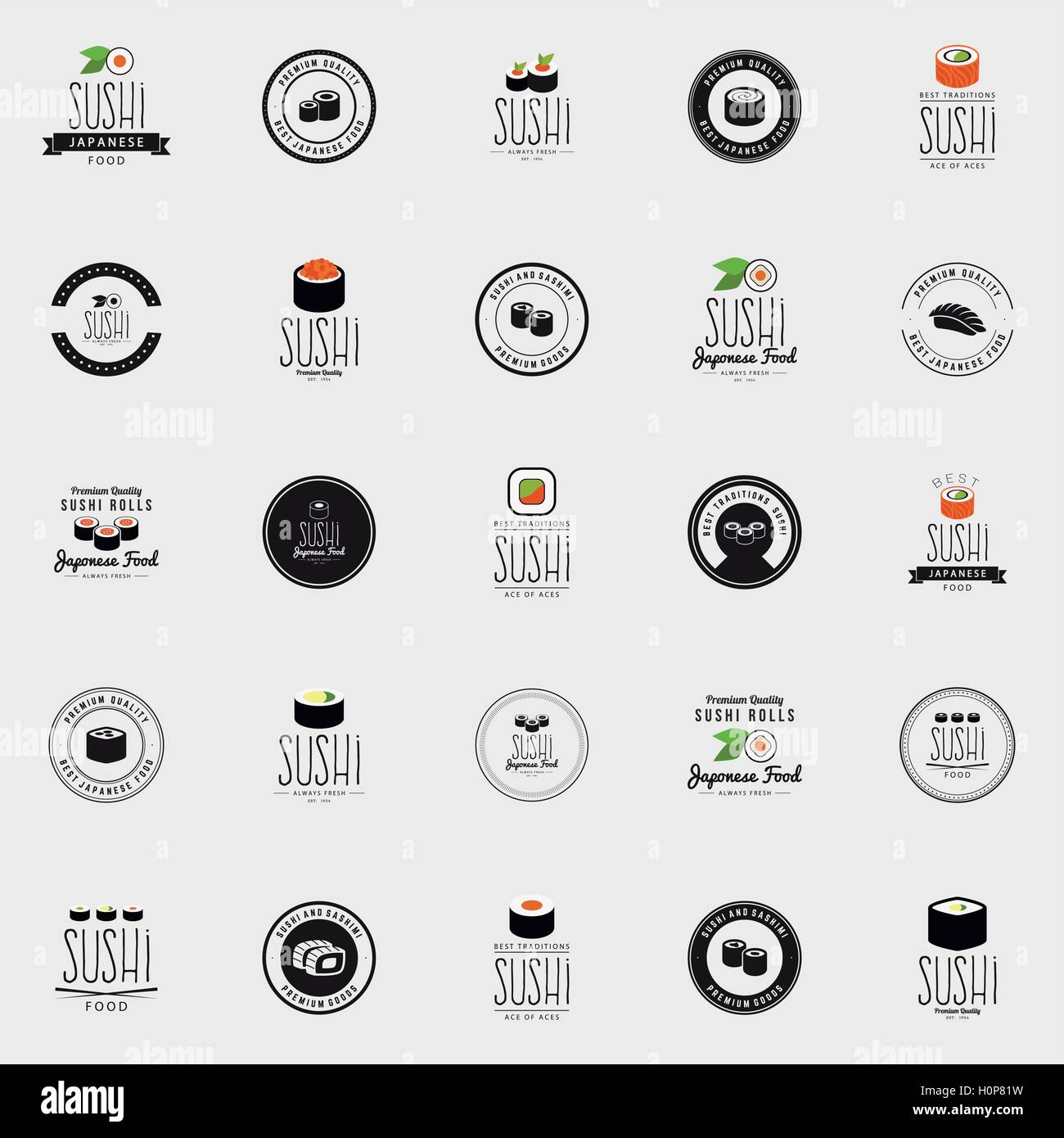 Set of sushi label Stock Vector Image & Art - Alamy