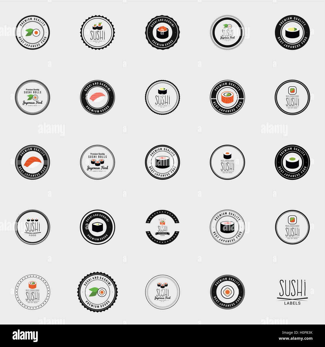 set of sushi labels Stock Vector Image & Art - Alamy