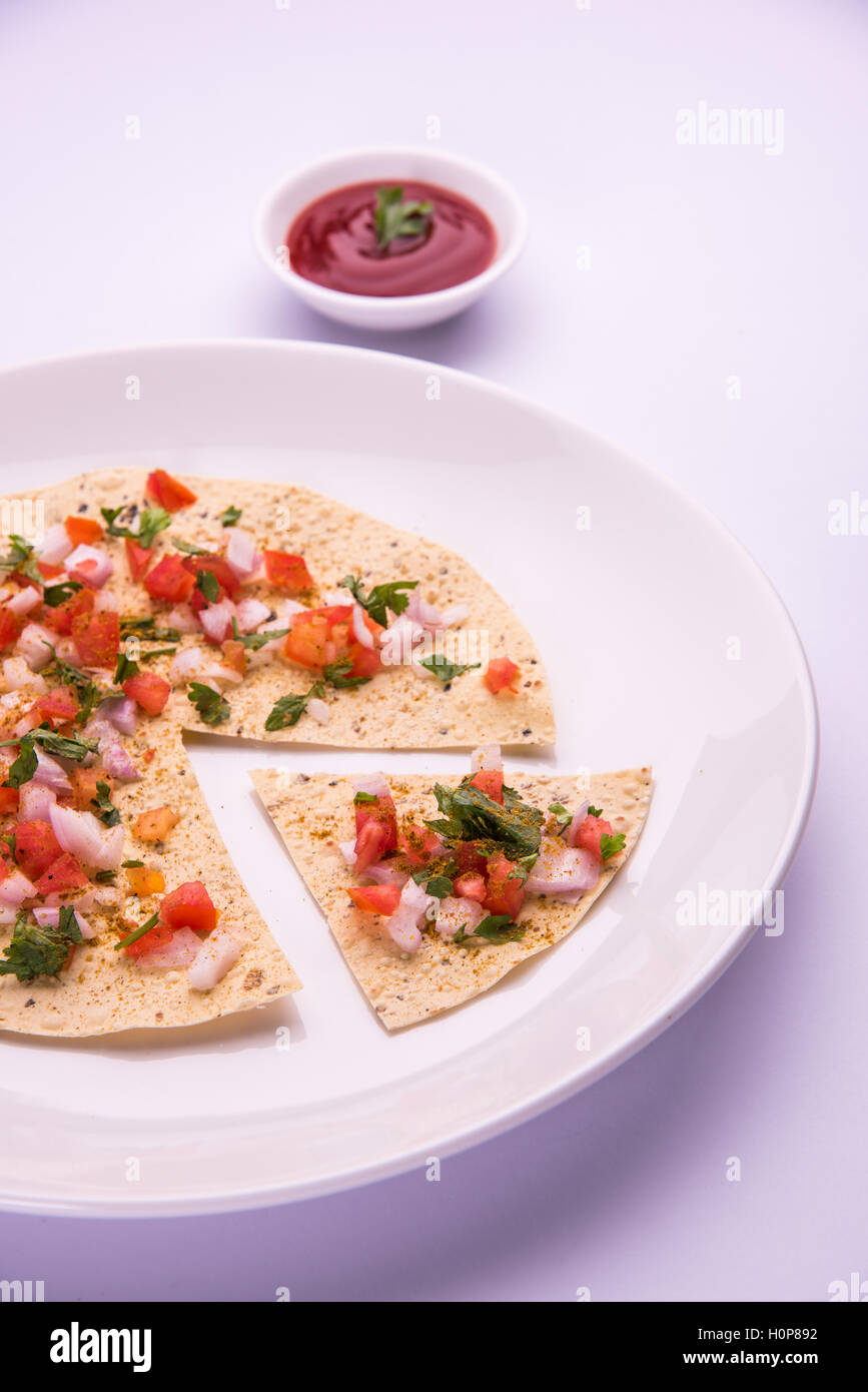masala papad , indian vegetarian crispy food or starter Stock Photo - Alamy