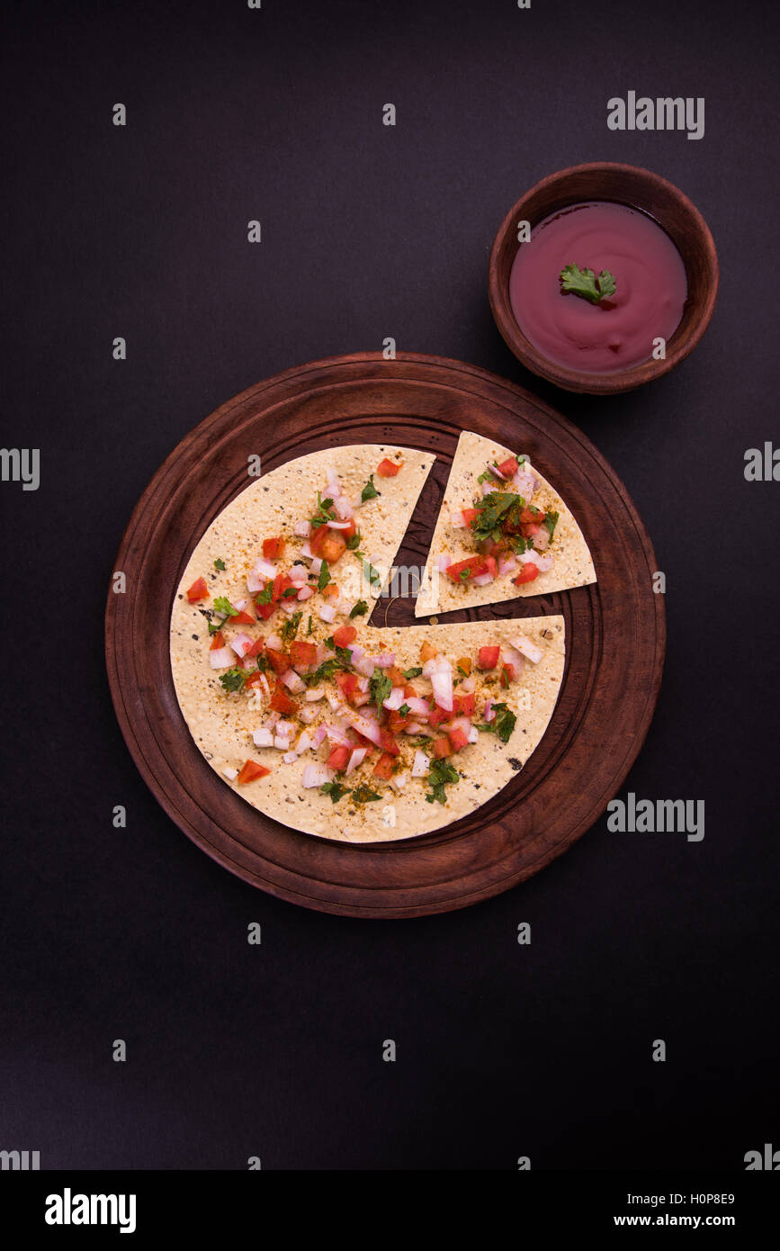 masala papad , indian vegetarian crispy food or starter Stock Photo - Alamy