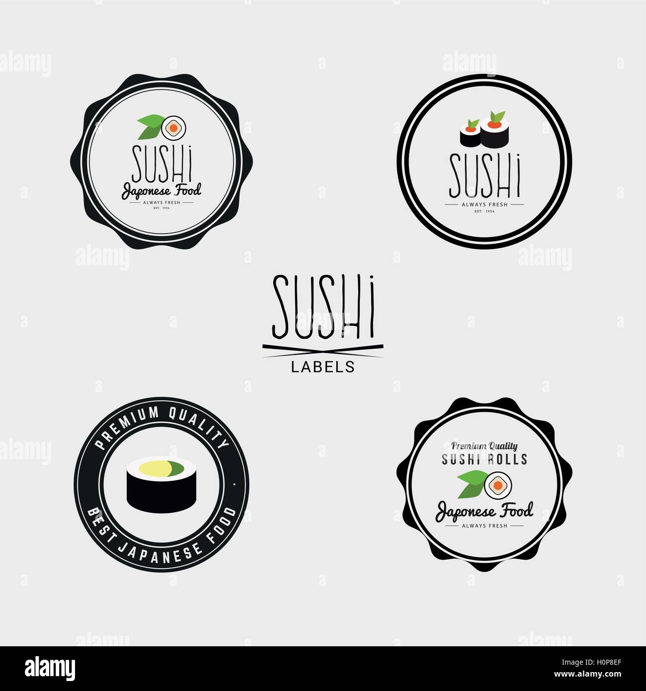 Sweet Sushi Labels Stock Vector Image & Art - Alamy