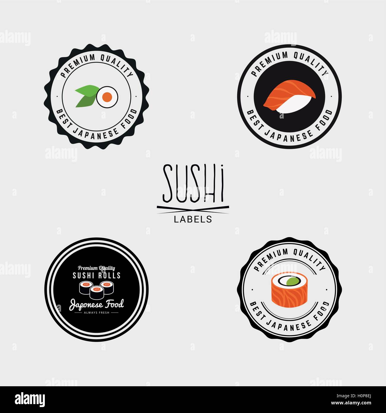Sweet Sushi Labels Stock Vector Image & Art - Alamy