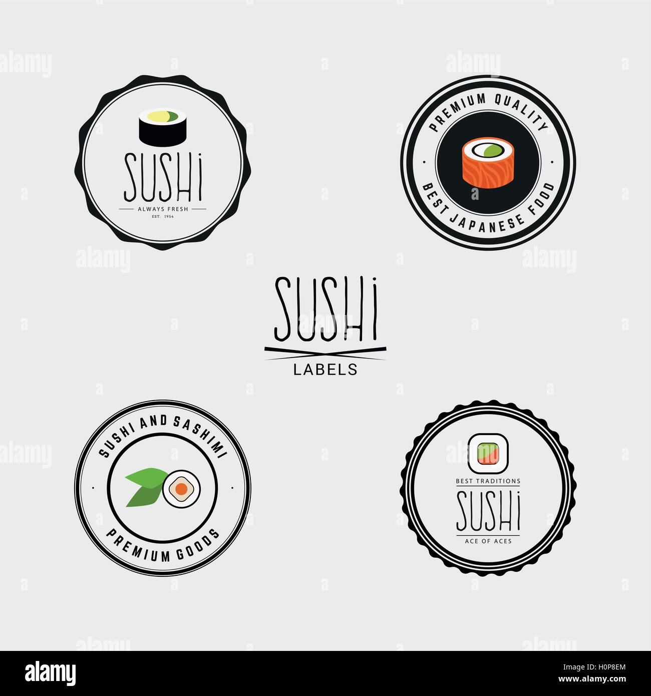 Sweet Sushi Labels Stock Vector Image & Art - Alamy