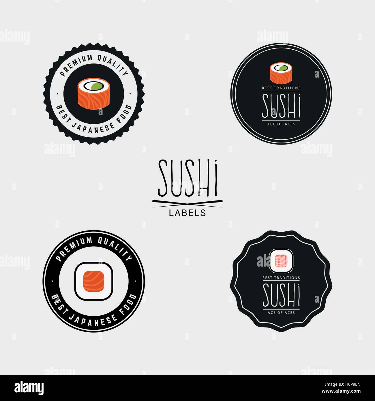 Sweet Sushi Labels Stock Vector Image & Art - Alamy
