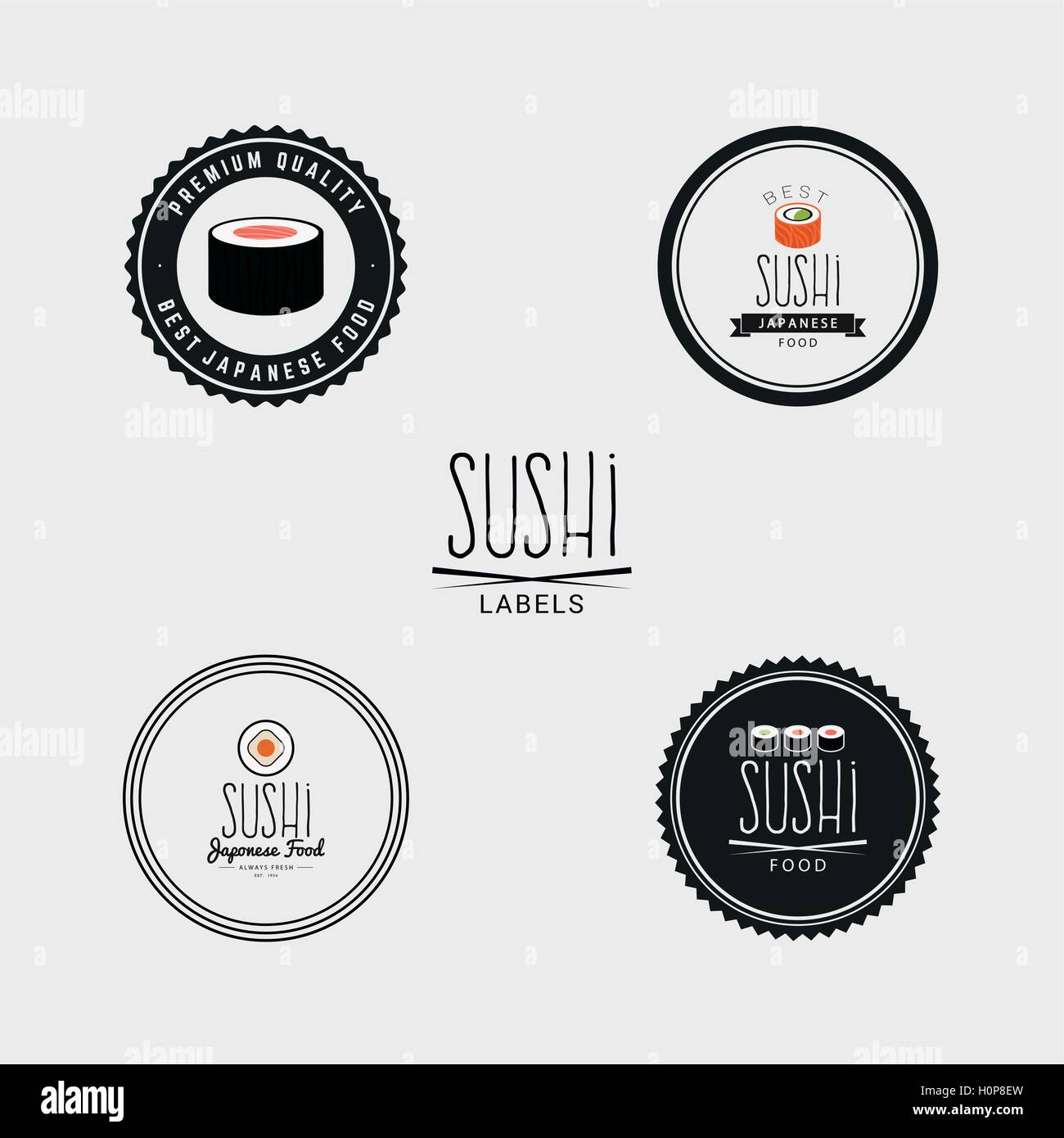 Sweet Sushi Labels Stock Vector Image & Art - Alamy