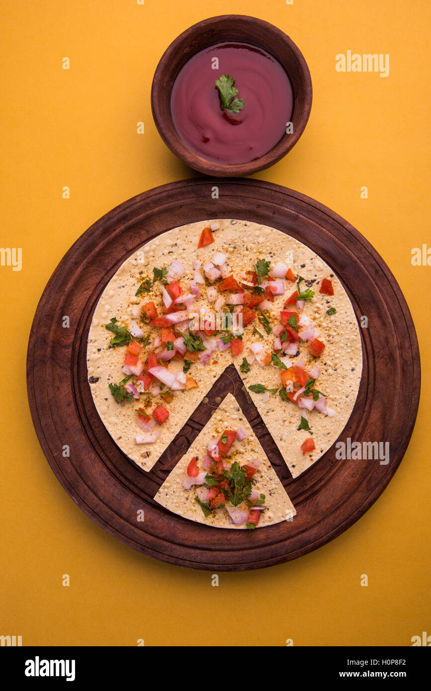 masala papad , indian vegetarian crispy food or starter Stock Photo - Alamy