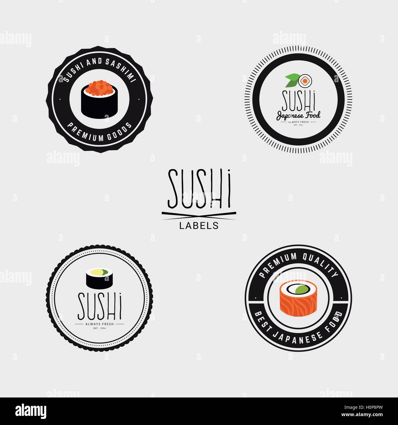 Sweet Sushi Labels Stock Vector Image & Art - Alamy