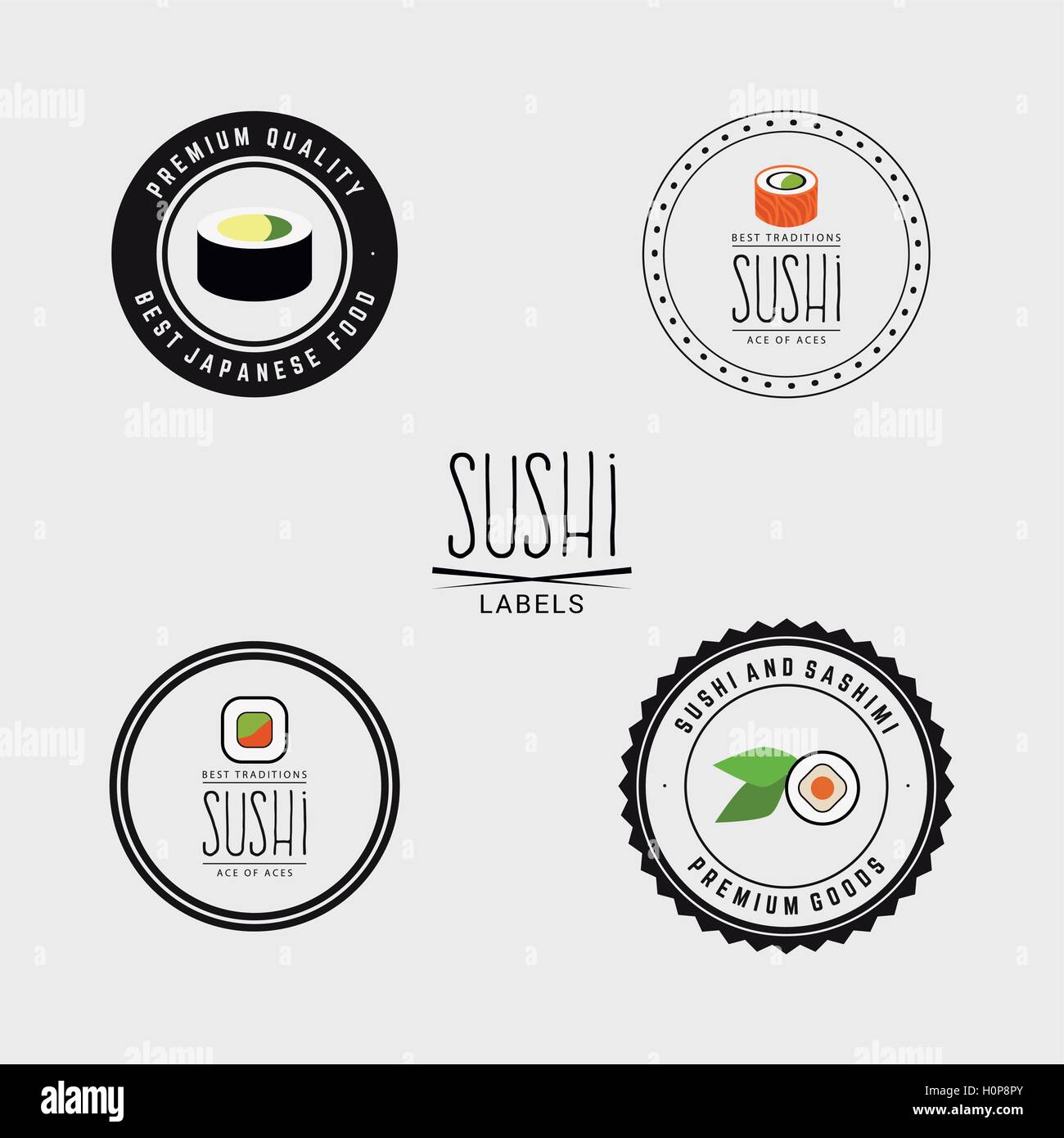 Sweet Sushi Labels Stock Vector Image & Art - Alamy