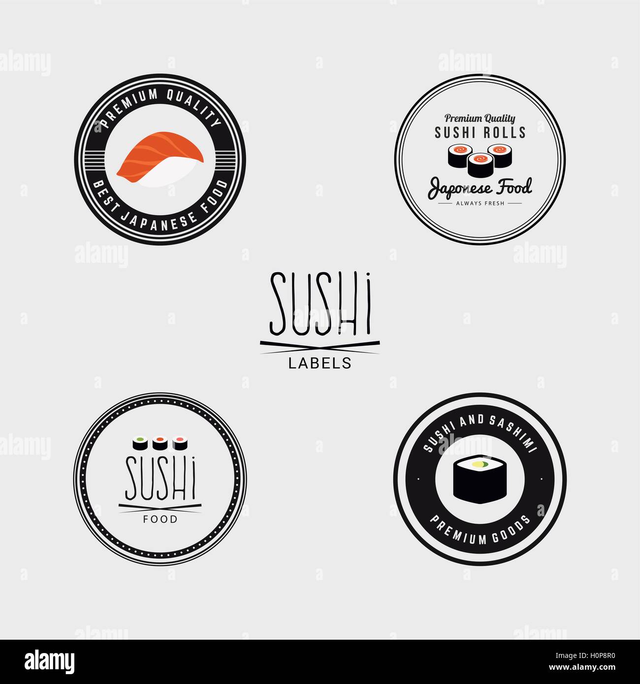 Sweet Sushi Labels Stock Vector Image & Art - Alamy