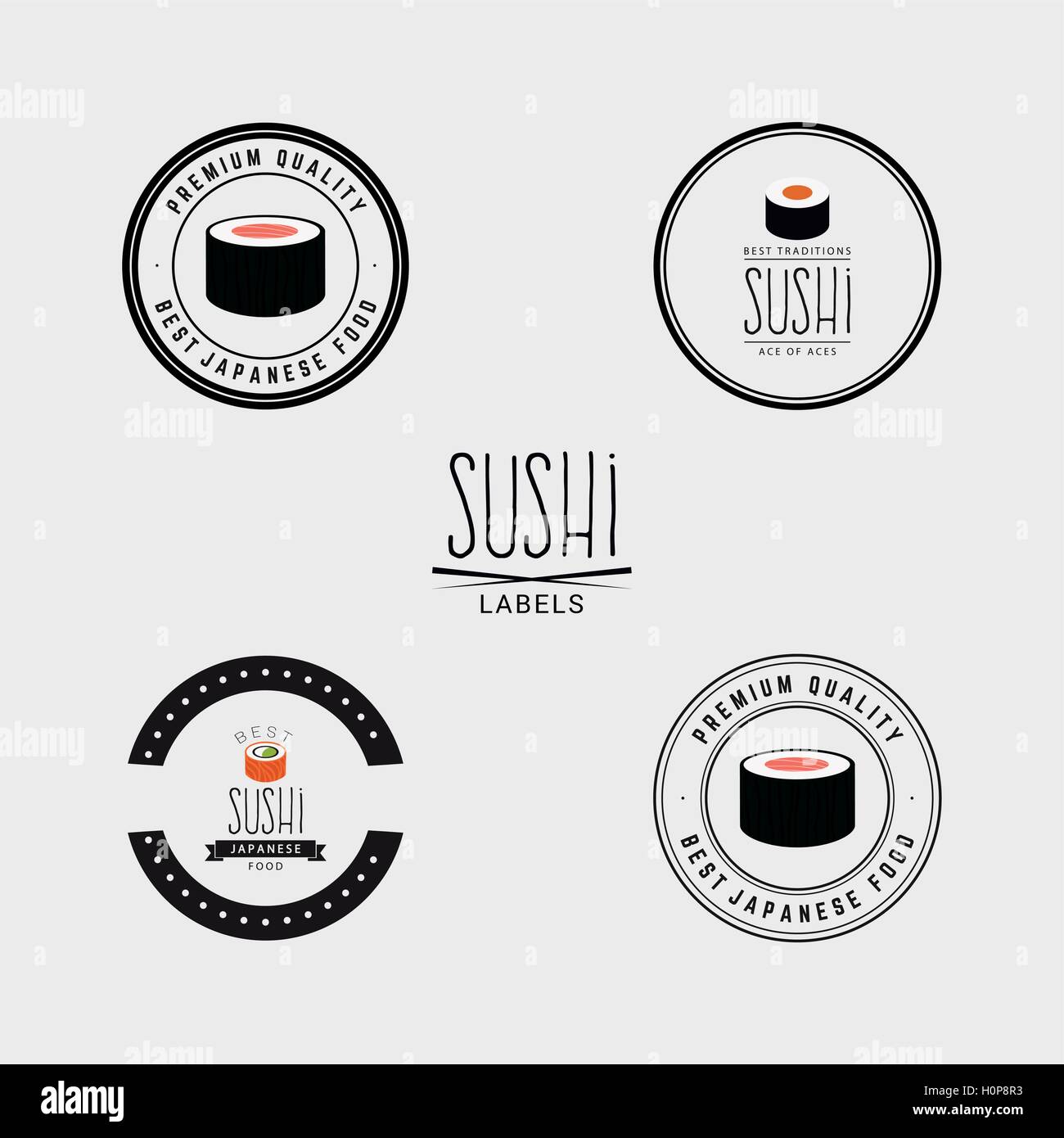 Sweet Sushi Labels Stock Vector Image & Art - Alamy