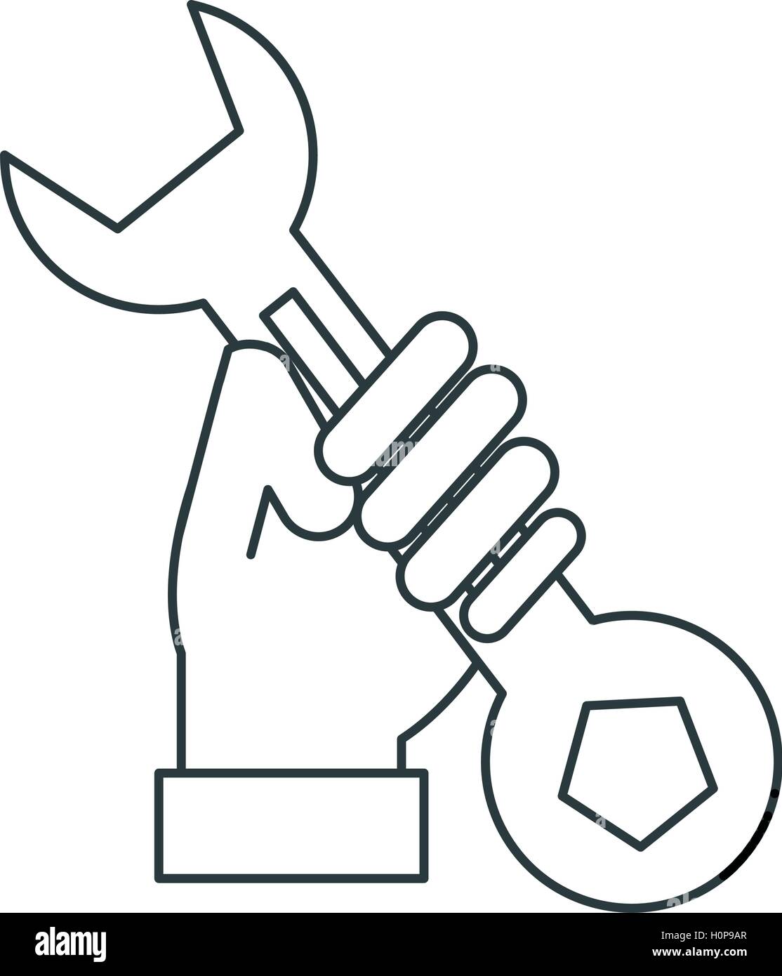 Wrench and hand of Under construction concept Stock Vector Image & Art ...