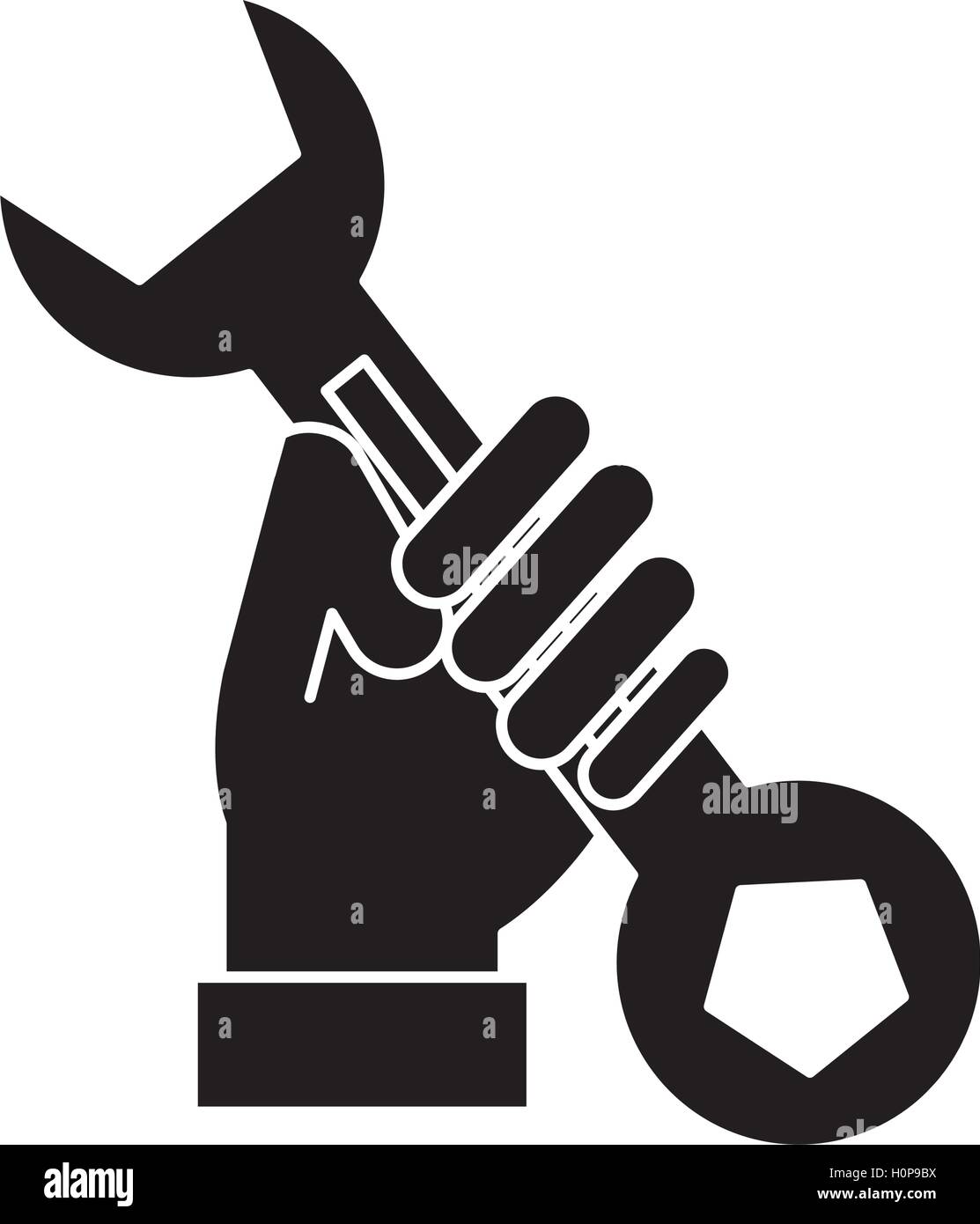 Wrench and hand of Under construction concept Stock Vector Image & Art ...