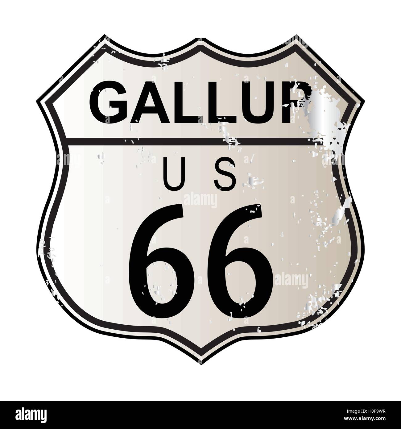 Gallup Route 66 traffic sign over a white background and the legend ...