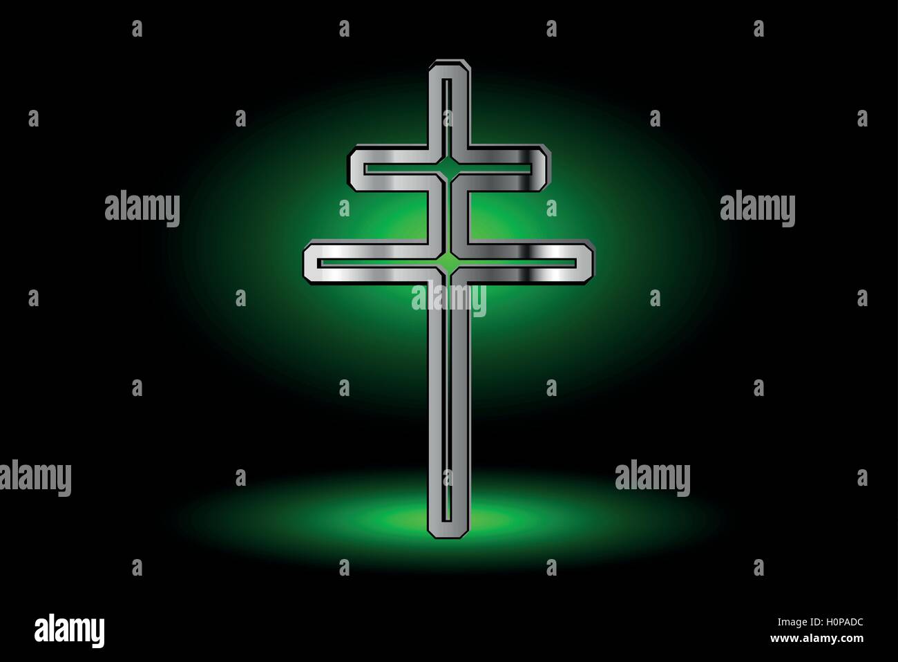 cross on a green background ,double religious cross , Christian double ...