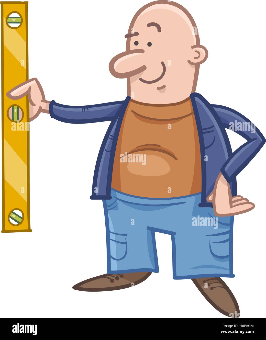worker with spirit level cartoon Stock Vector Image & Art - Alamy