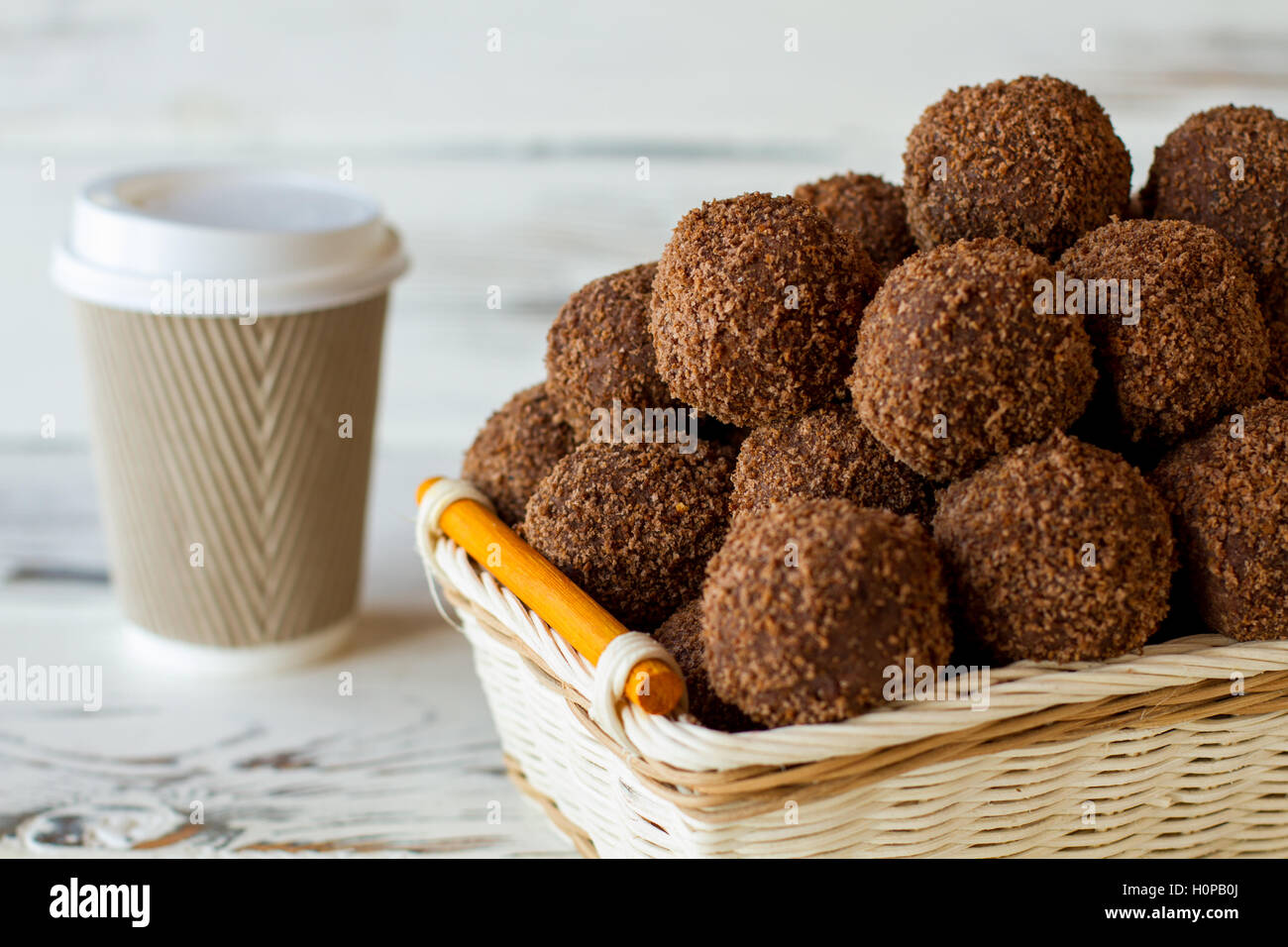 Brown sweets in wicker basket Stock Photo - Alamy
