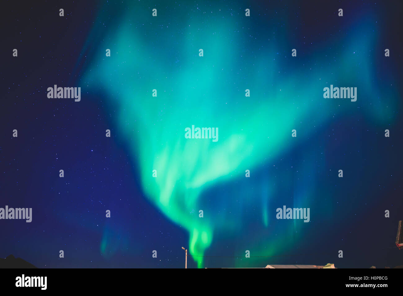 Beautiful picture of massive multicoloured green vibrant Aurora ...