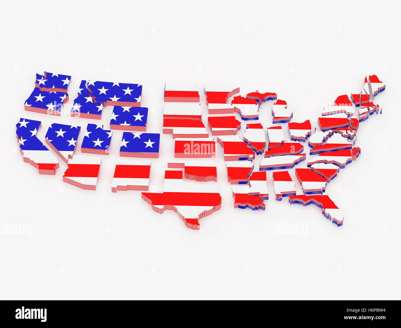 High resolution image map USA. 3d illustration over white backgrounds ...