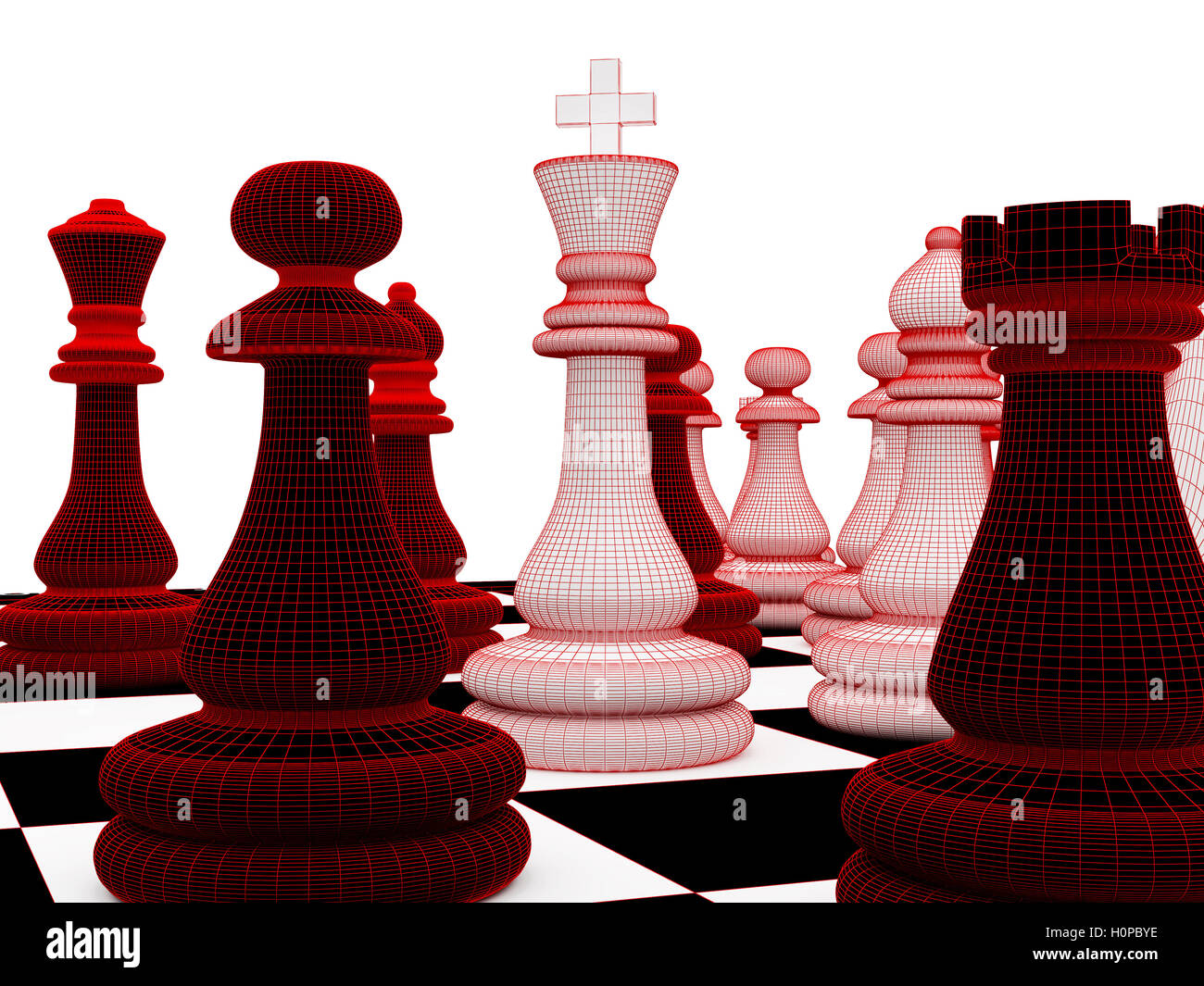 High resolution image chess on a white background. 3d illustration ...