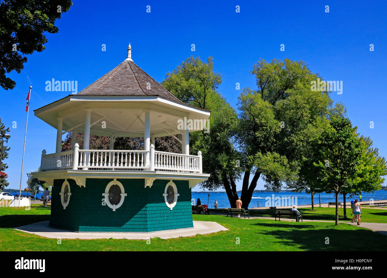 Beautiful summer day in Couchiching Beach Park in waterfront of Orillia ...