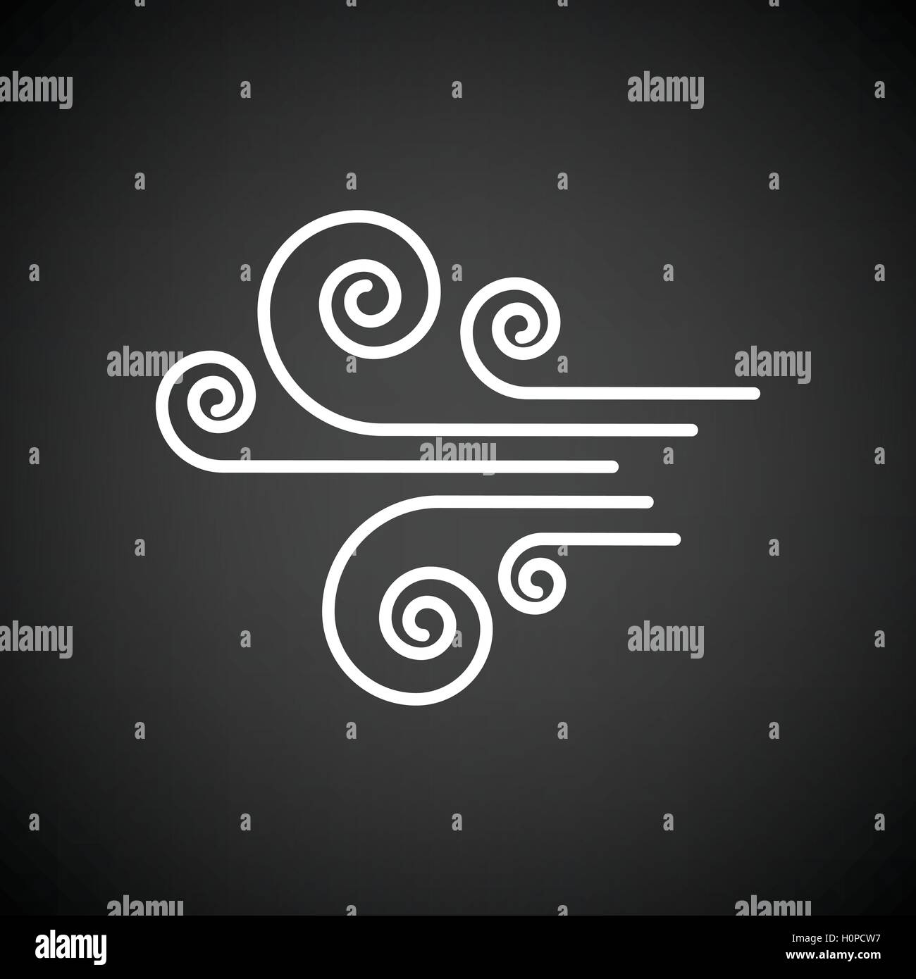 Wind icon. Black background with white. Vector illustration Stock ...