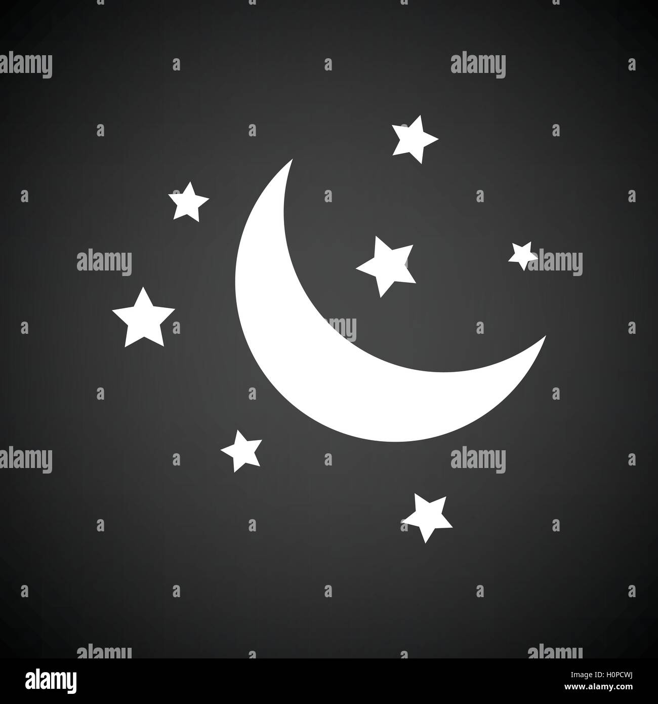 Night icon. Black background with white. Vector illustration Stock ...