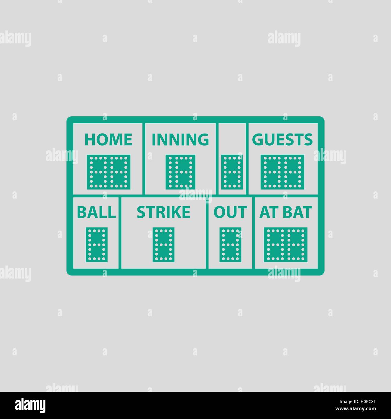 Baseball scoreboard icon. Gray background with green. Vector ...