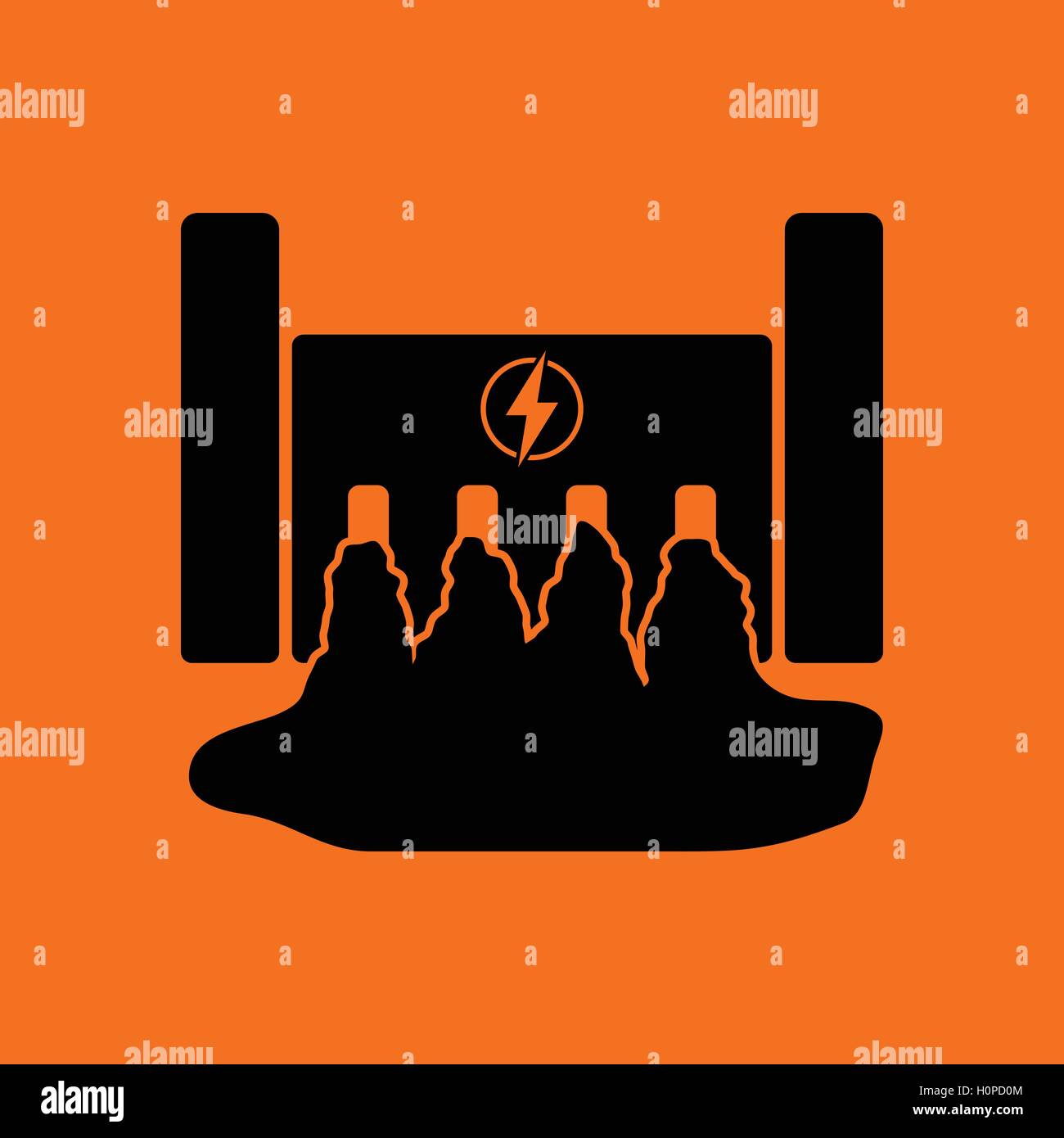 Hydro power station icon. Orange background with black. Vector ...