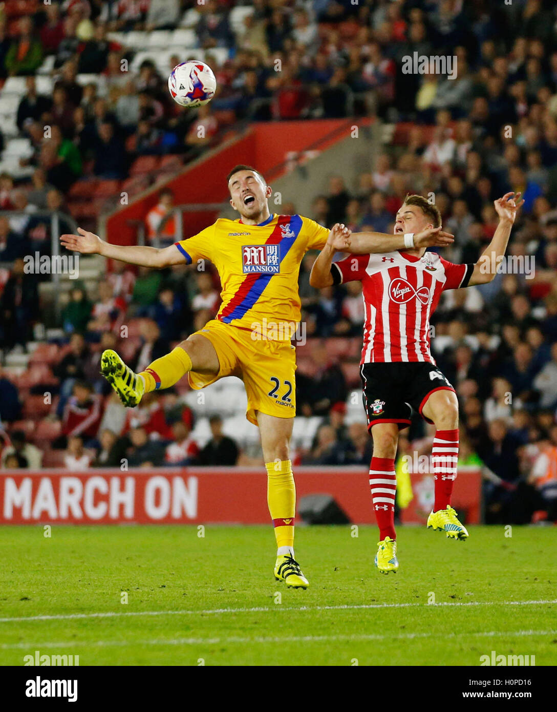 Southampton's Jake Hesketh (right) and Crystal Palace's Jordon Mutch ...