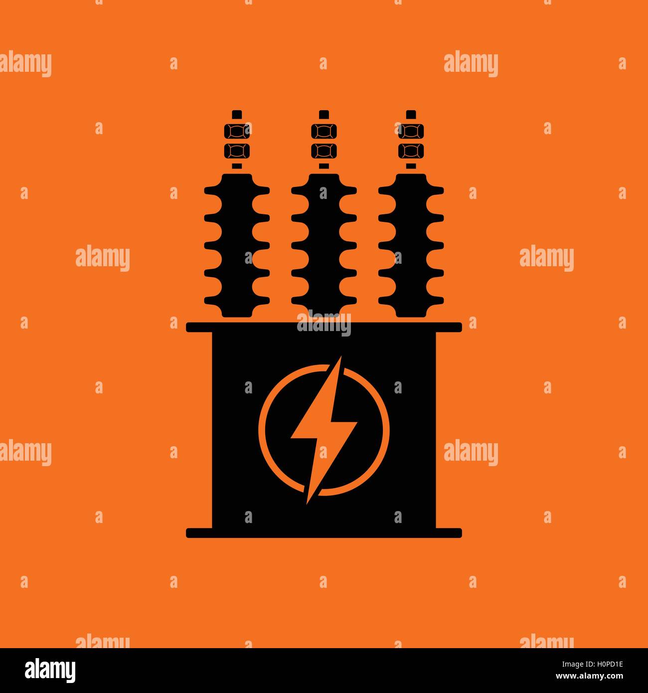 Electric transformer icon. Orange background with black. Vector ...