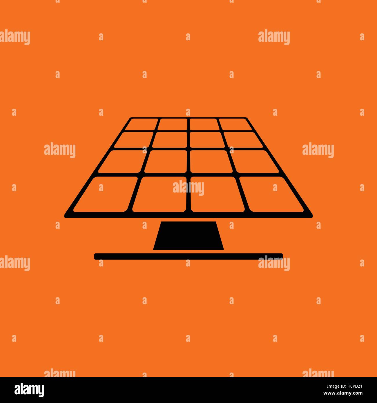 Solar energy panel icon. Orange background with black. Vector ...