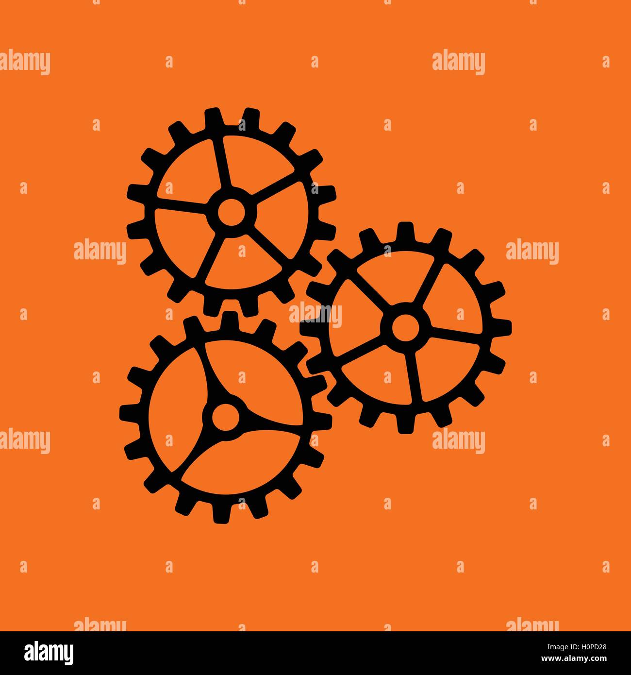 Gear icon. Orange background with black. Vector illustration Stock ...