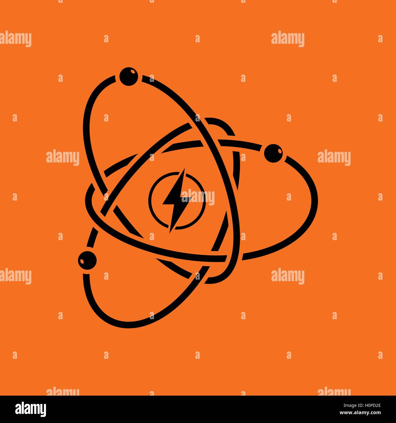Atom energy icon. Orange background with black. Vector illustration ...