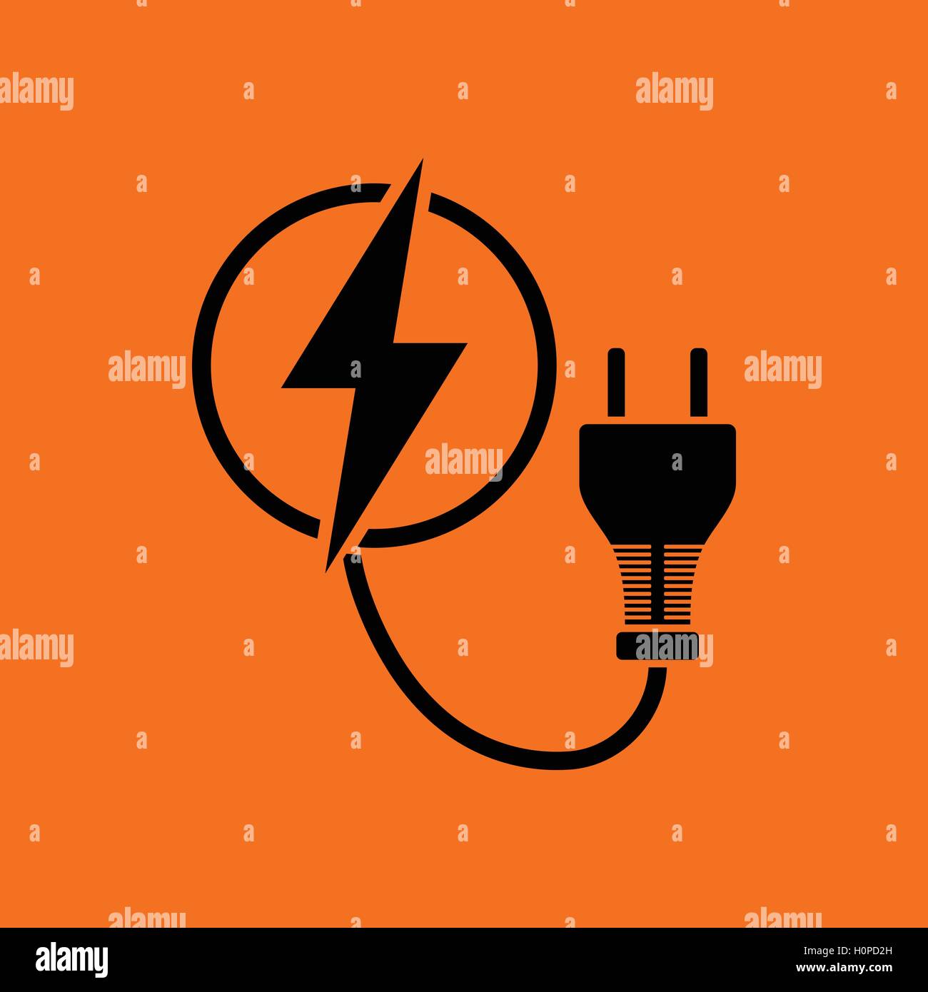 Electric plug icon. Orange background with black. Vector illustration ...