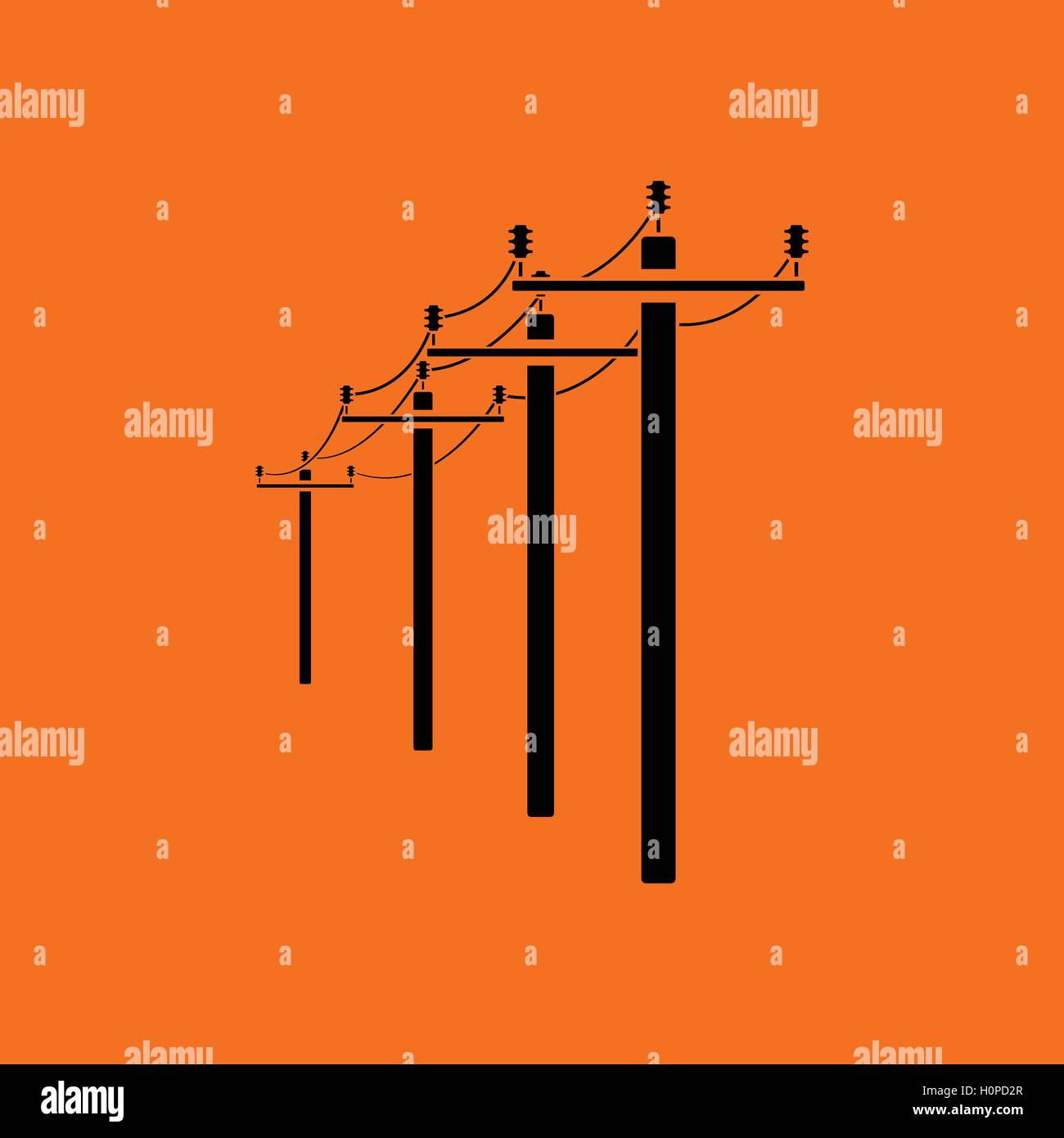 High voltage line icon. Orange background with black. Vector ...