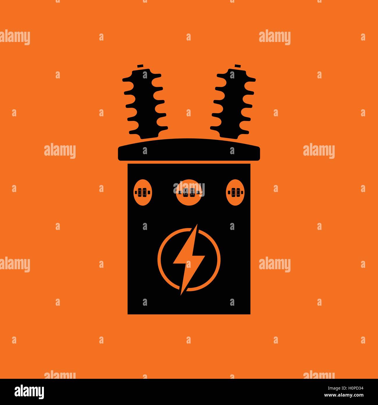 Electric transformer icon. Orange background with black. Vector ...