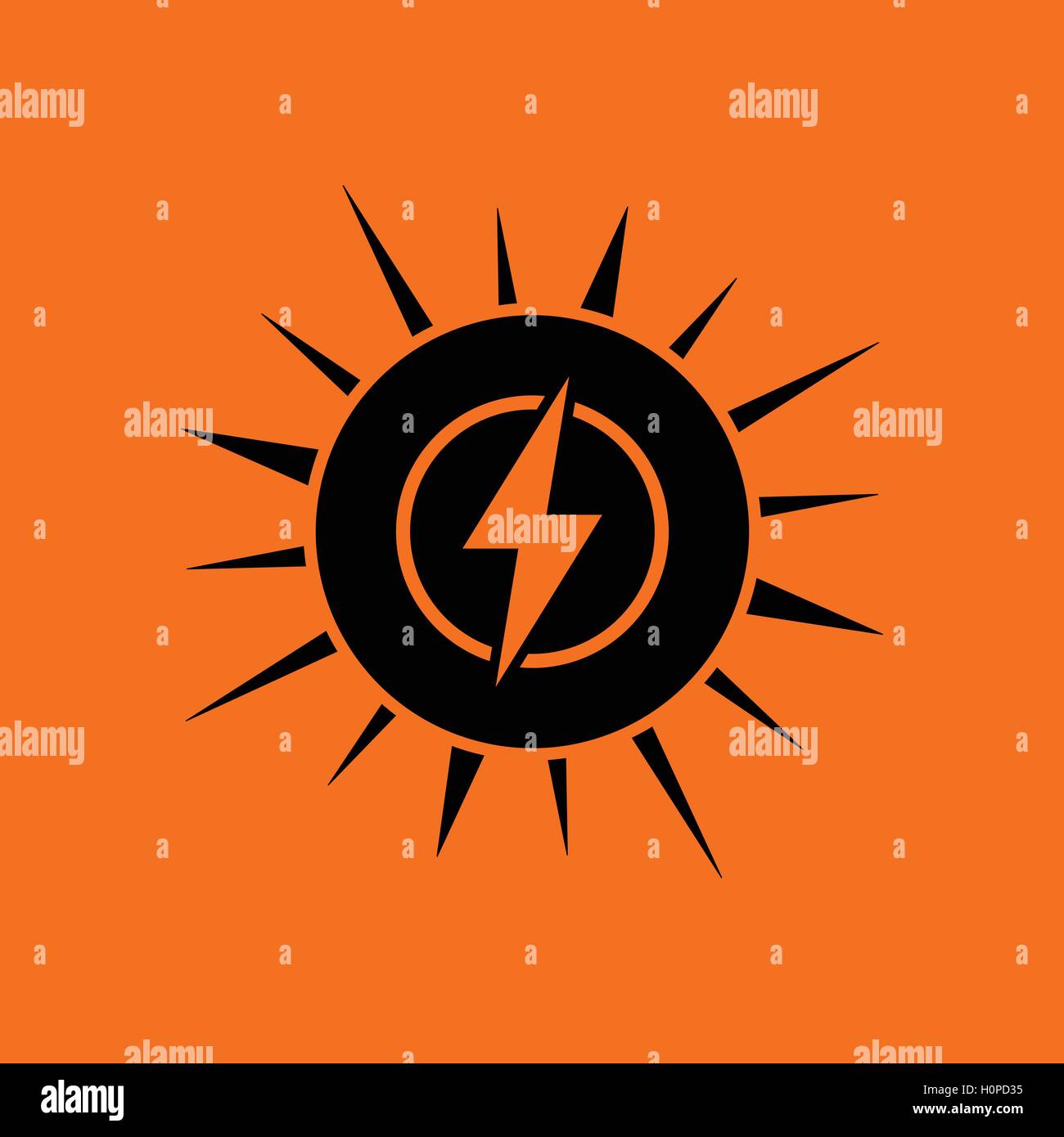 Solar energy icon. Orange background with black. Vector illustration ...