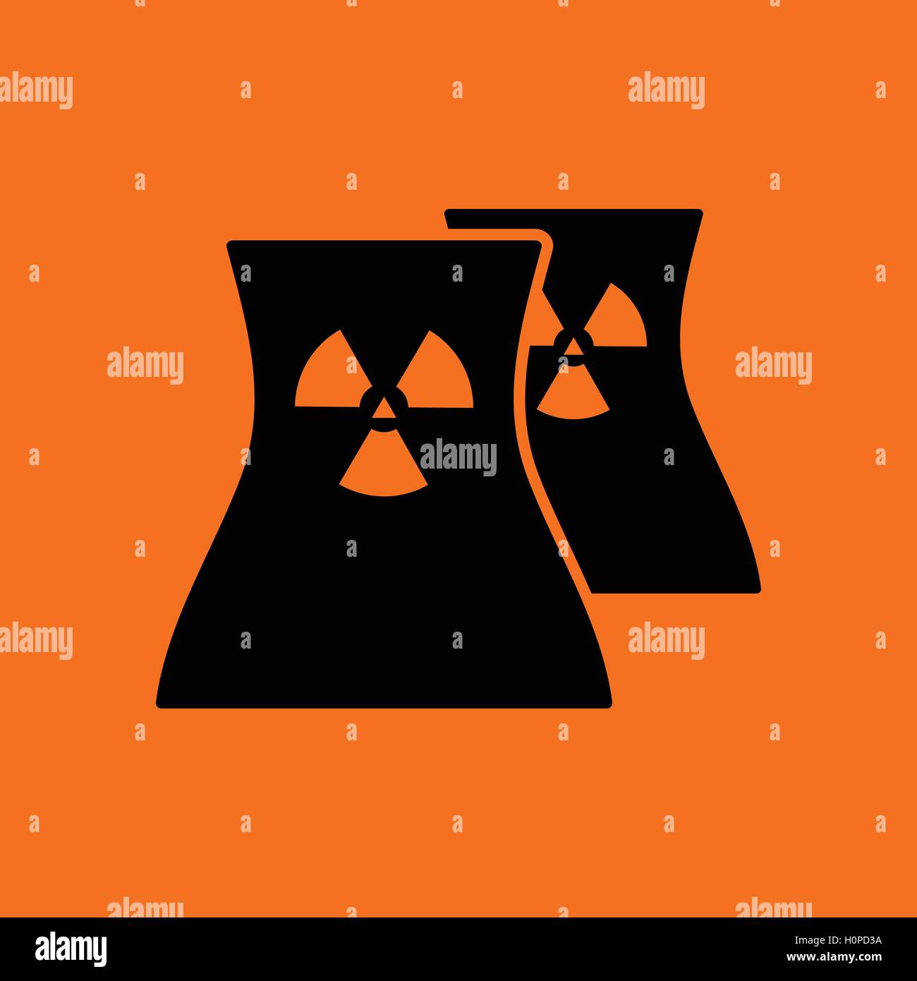 Nuclear station icon. Orange background with black. Vector illustration ...