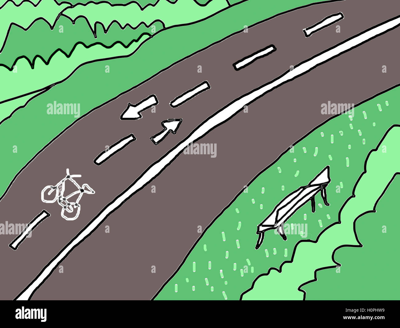 Road sign drawing hi-res stock photography and images - Alamy