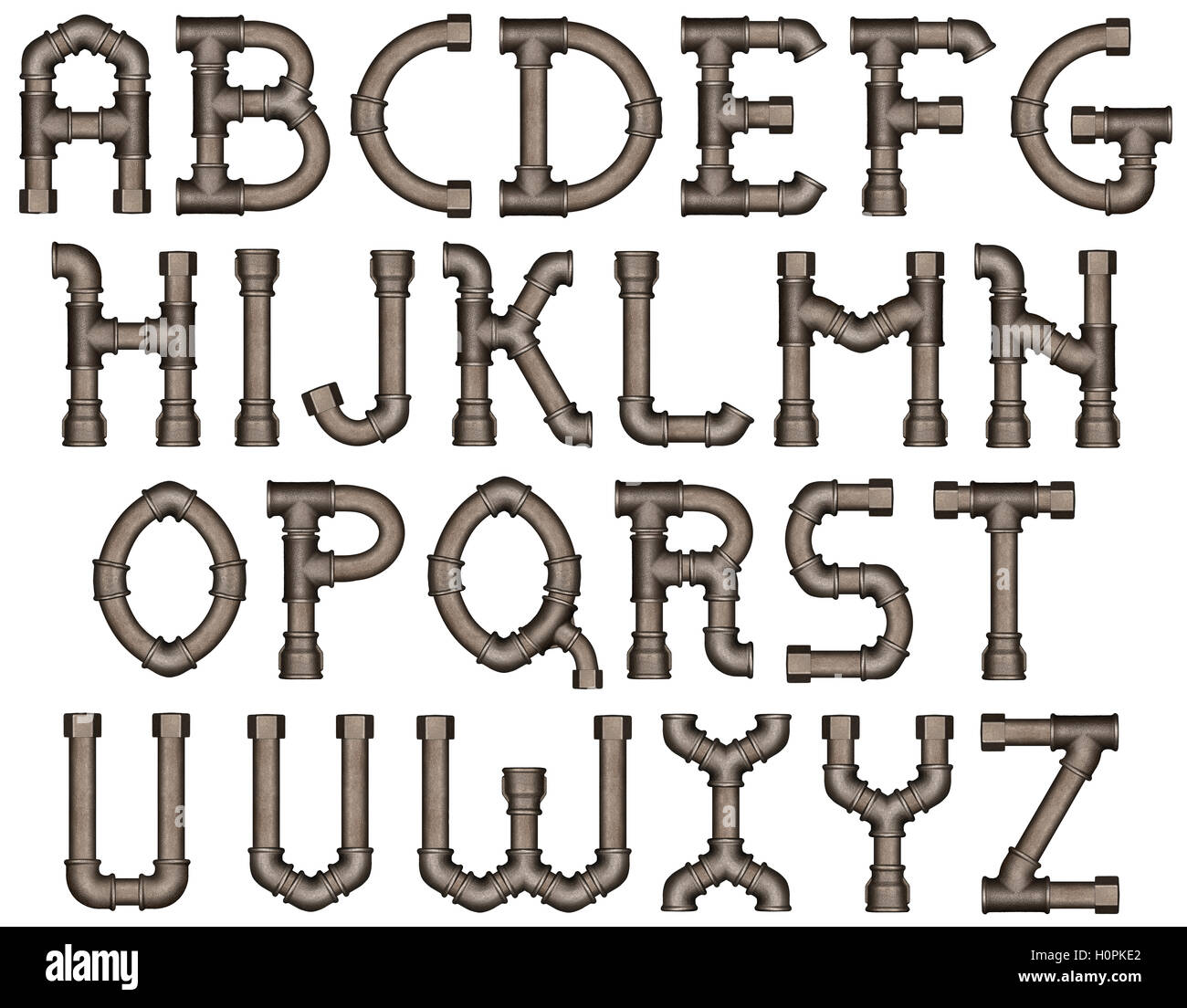 Industrial metal pipe alphabet letters Stock Photo - Alamy