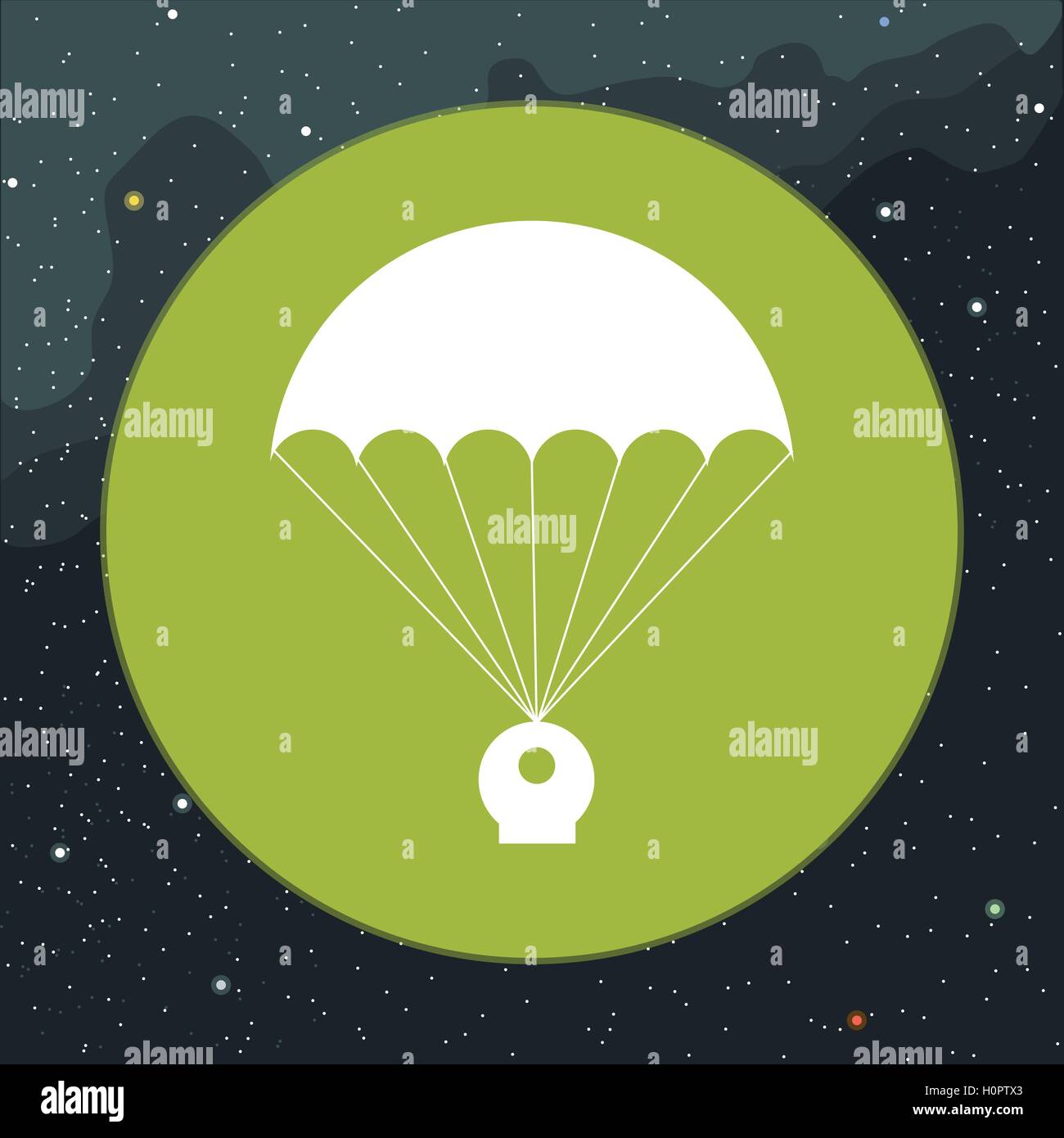 Digital vector with space capsule and parachute icon, over background ...