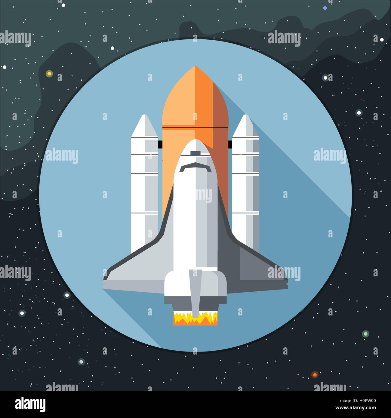 Digital vector with space shuttle icon, over background with stars ...
