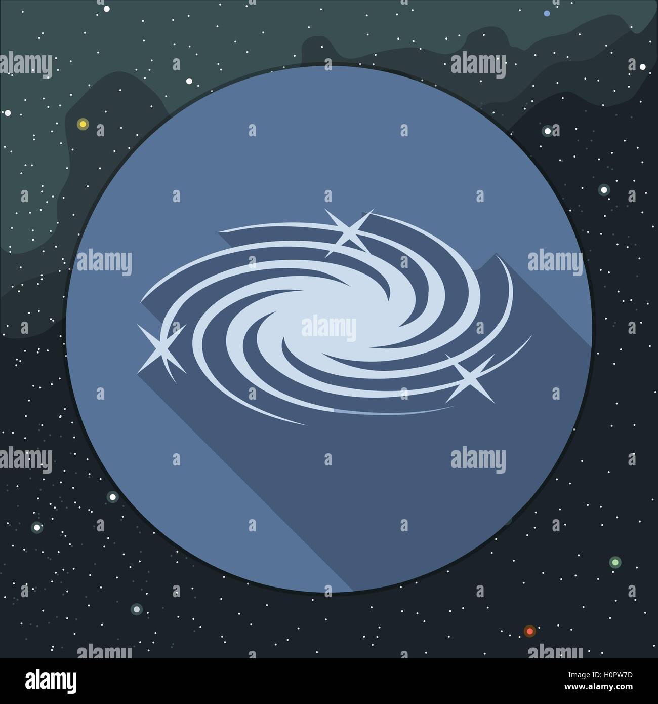 Digital vector milky way galaxy icon with stars, over stelar background ...