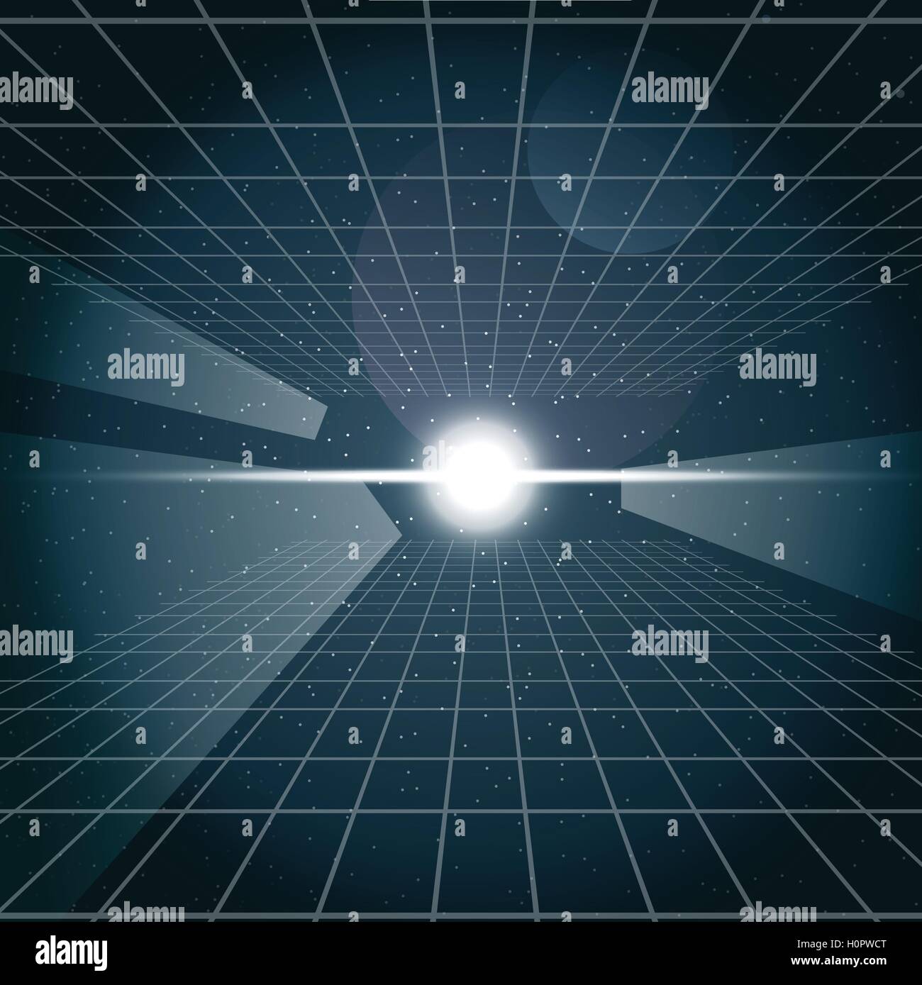 Digital vector cosmic white light and a grid in space, over stelar ...