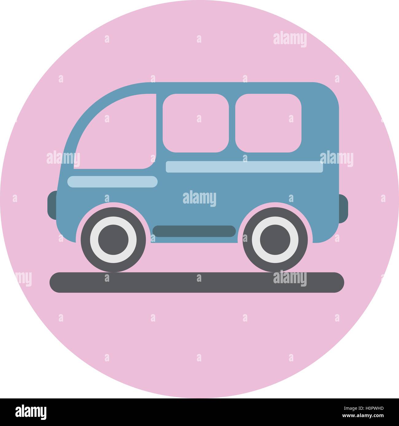 Digital vector blue bus icon on pink circle, flat style Stock Vector ...