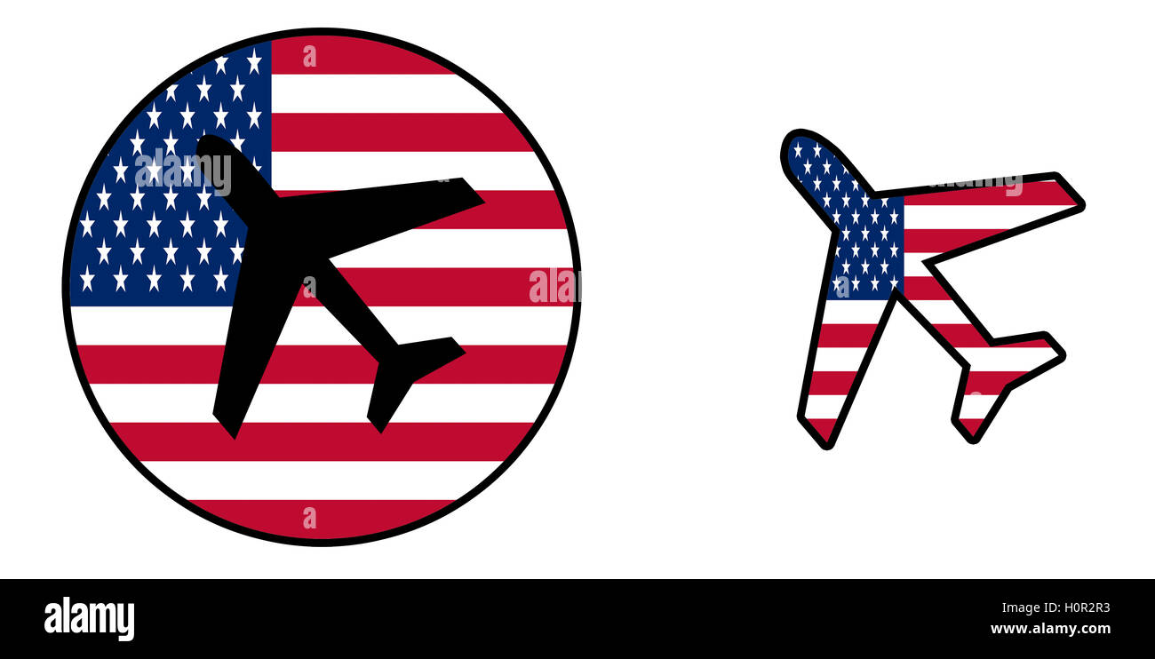 Nation flag - Airplane isolated on white - USA Stock Photo - Alamy