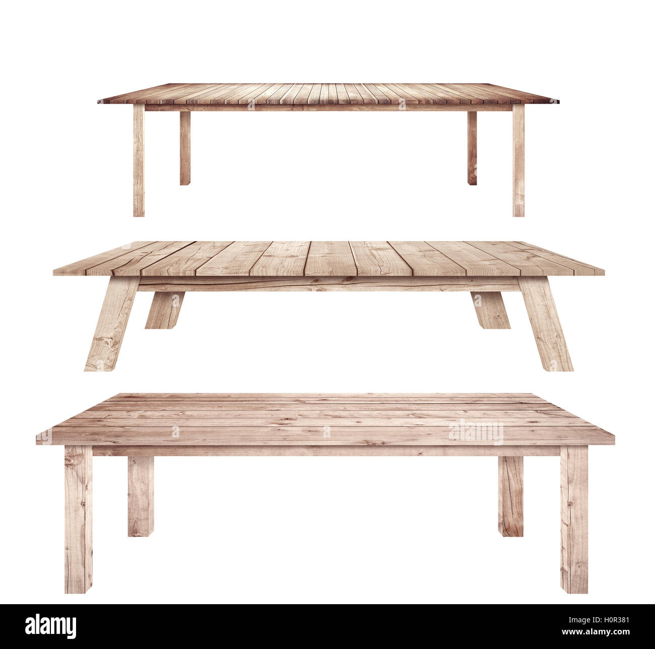 Brown vintage wooden tables are isolated white background Stock Photo ...