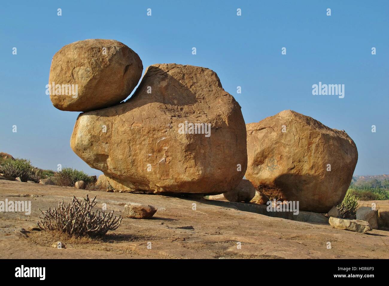 Big granite boulder with smaller boulder on top. Popular boulder for ...